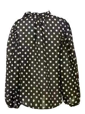 HANNES ROETHER Hannes Roether Polka-Dot Tie-Neck Blouse