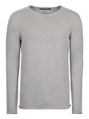 HANNES ROETHER Rolled-edge Fine-knit Sweater - Grey