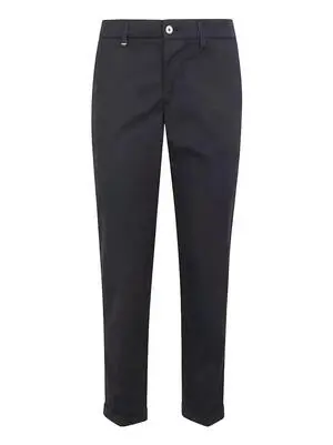 FAY Logo Plaque Straight-leg Trousers - Blue