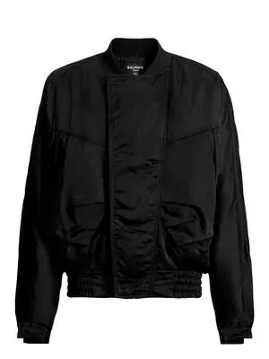Balmain Textured Nylon Bomber Jacket - Black