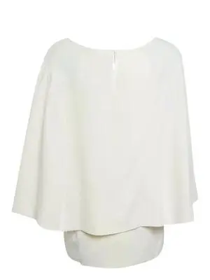 Oscar De La Renta White Crepe Cape Detail Blouse - Neutrals
