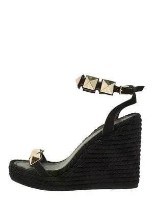 Valentino Garavani Roman Stud Wedge Espadrilles - Black
