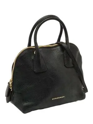 Burberry Greenwood Grained Leather Satchel Bag - Black