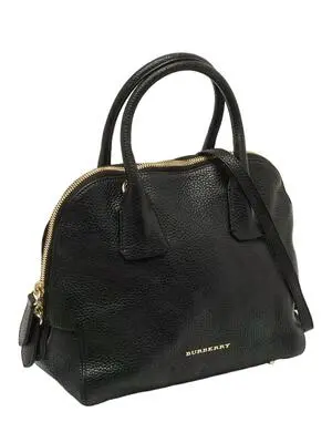 Burberry Greenwood Grained Leather Satchel Bag - Black