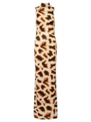 Christopher Esber Sleeveless Maxi Dress With Animal Print - Beige