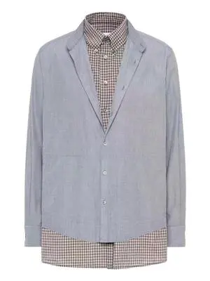 MAISON MARGIELA Check-pattern Double-layer Shirt - Grey