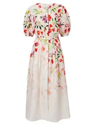 Gabriela Hearst Ignis Floral Linen Midi Dress - Multicoloured