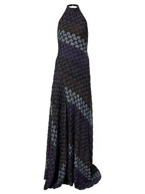 Missoni Halterneck Knitted Lamé Gown - Multicoloured