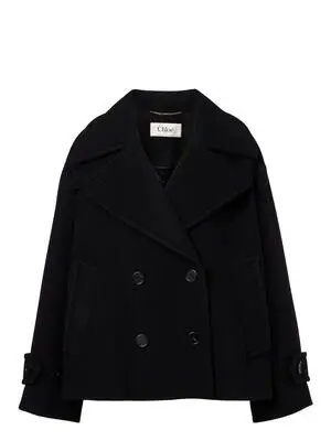 Chloé Double-breasted Wool-blend Peacoat - Black