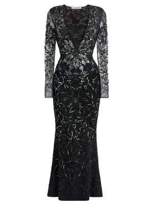 Roberto Cavalli Embellished Fishtail Gown - Black