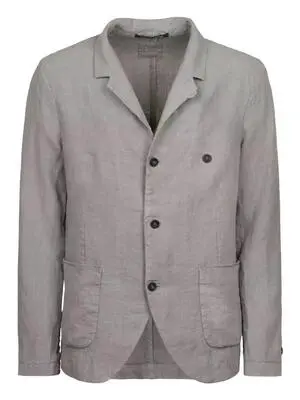 HANNES ROETHER Button-fastening Patch-pocket Blazer - Grey