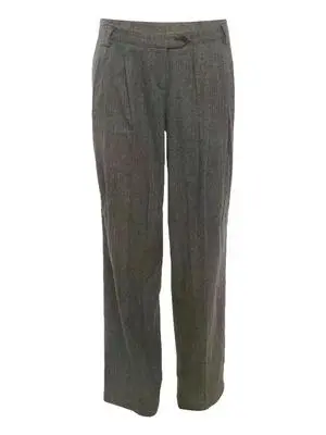 Etro Plaid Wool Wide-leg Trousers - Grey