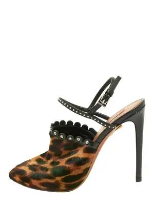 Alaïa Leopard-print Studded Ankle Strap Pumps - Brown