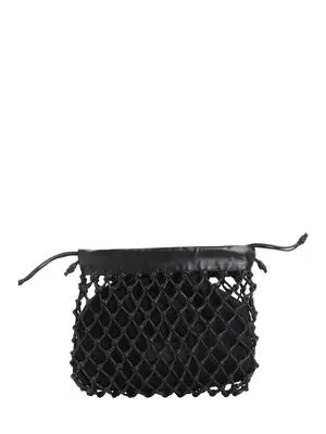 THE FRANKIE SHOP Morgan Macramé Small Clutch Bag - Black