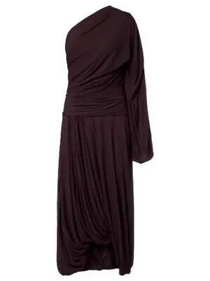 Proenza Schouler Gabri Draped One-shoulder Jersey Midi Dress - Black