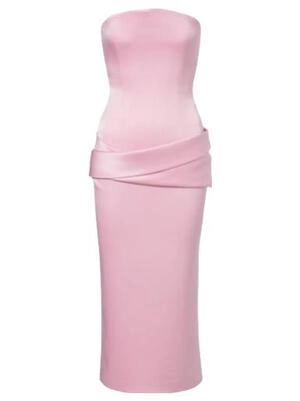 Alex Perry Draped Satin Crepe Bustier Dress - Pink