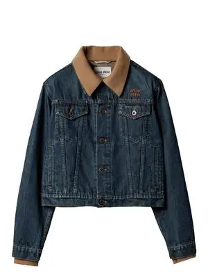 Miu Miu Denim Jacket With Buttoned Cuffs - Navy