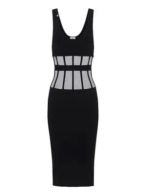 Elisabetta Franchi Sleeveless Corset Cutout Midi Dress - Black