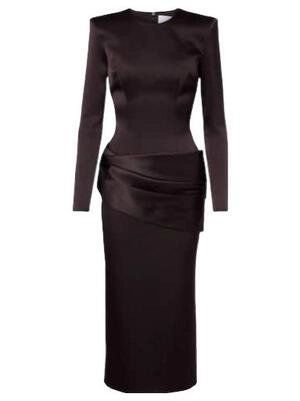 Alex Perry Draped Satin Dress - Black