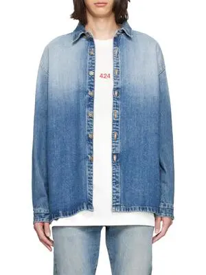 424 FAIRFAX Gradient-effect Denim Shirt - Blue