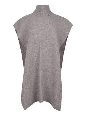 ALYSI Sleeveless High Neck Cape - Gray