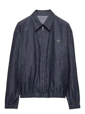 Prada Chambray Denim Blouson Jacket - Blue