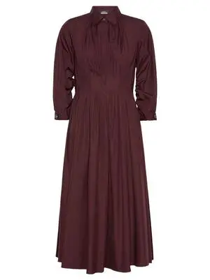 Max Mara Pleated Shirt Midi Dress - Deep Red