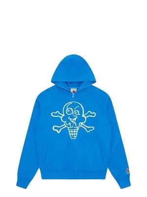 ICECREAM Zippered Hoodie With Graphic Detail - Blue