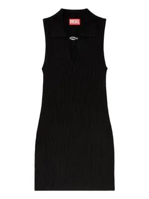DIESEL® Oval D Rib-knitted Mini Dress - Black
