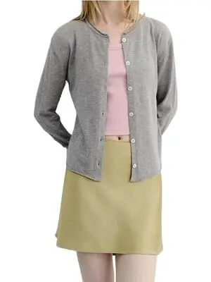 DUNST Button-up Crewneck Cardigan - Gray