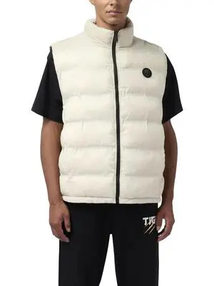 PLEIN SPORT Lightweight Padded Vest With Tiger Scratch Print - Grey
