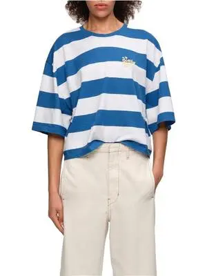 Bimba Y Lola Striped Boxy Cotton T-shirt - Blue