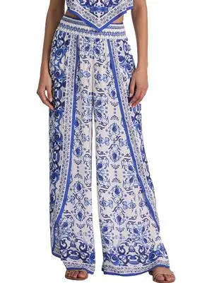 ALICE + OLIVIA Alice + Olivia Larissa Smocked Wide Leg Split Pants