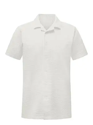 VUSTRA Waffle Knit Camp Shirt For - White