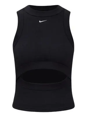 Nike Ribbed Racerback Top With Cut-out Detail - Black