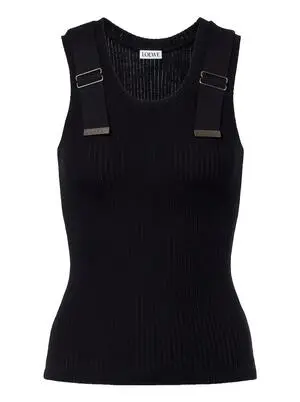 Loewe Ribbed-knit Cotton-blend Tank Top - Black