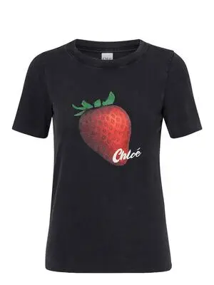 Chloé Printed Cotton Jersey T-shirt - Black