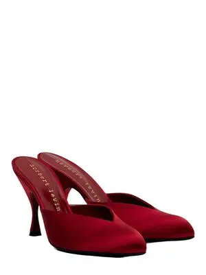 HERBERT LEVINE Sitting Pretty Satin Pointed Toe Mules - Red