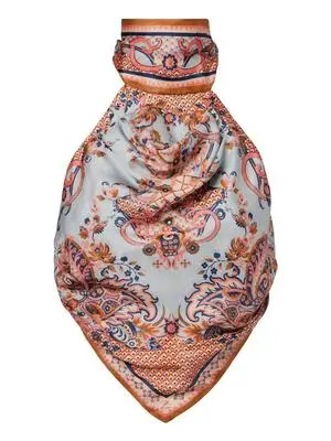 Zimmermann Aster Printed Silk Crop Top - Blue