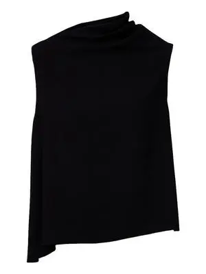 Vince Draped Asymmetrical Crêpe Top - Black