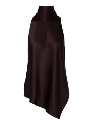 Brunello Cucinelli Asymmetrical Silk Satin Top - Brown