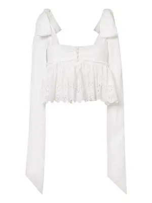 Chloé Broderie Anglaise Cotton Top - White