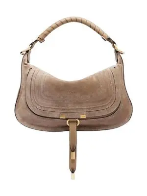 Chloé Chloé Marcie Small Suede Shoulder Bag Beige