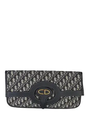 Dior Navy Oblique Canvas Fold Over Clutch - Blue