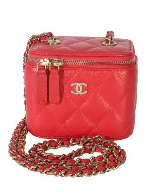 CHANEL Chanel Quilted Caviar Mini Vanity Case With Chain Strap