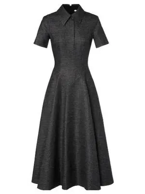 EMILIA WICKSTEAD Jody Houndstooth Wool-blend Midi Dress - Black