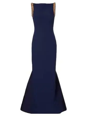 SAFIYAA LONDON Sloane Embellished Crepe Gown - Black