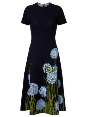 Oscar De La Renta Floral Jacquard A-line Midi Dress - Black