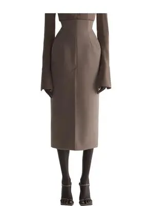 MUGLER High-waisted Pencil Skirt - Brown