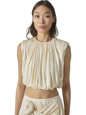 HEIRLOME Effie Cropped Silk Jersey Top Bone